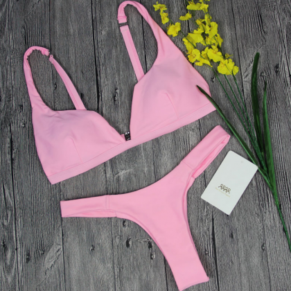 Pure Pink Two Piece Bikini Thong Pants on Luulla