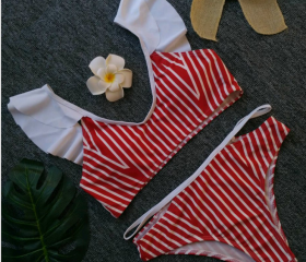 Green One Piece Cut Out Printed Swimsuit on Luulla