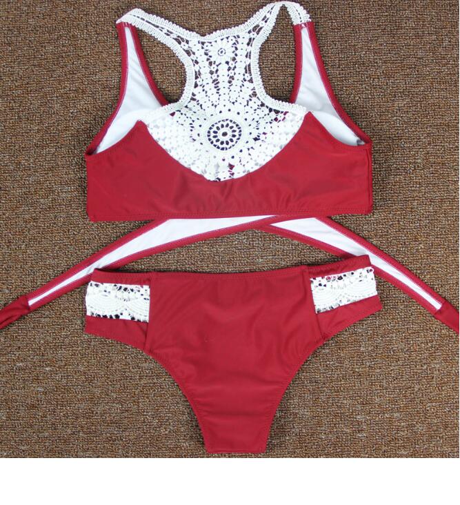 2017 Sexy Women Swimsuit Crochet Top Bikinis Set High Neck Halter ...